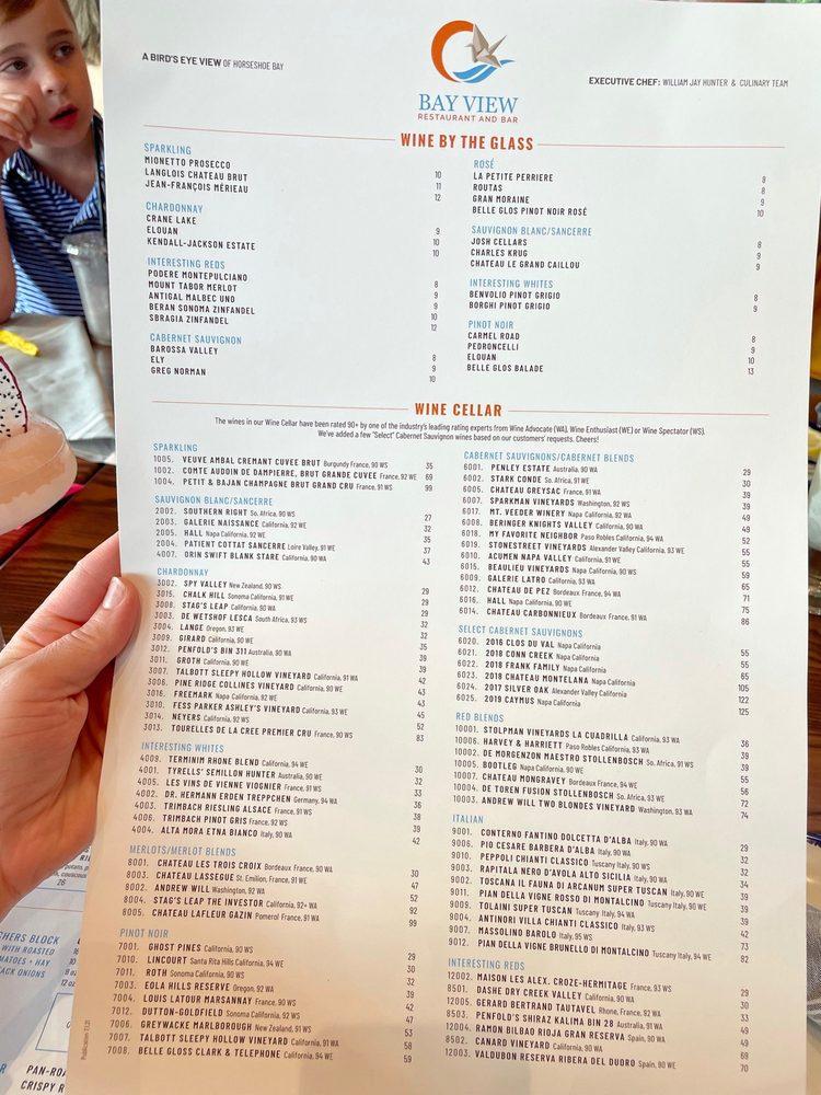 Menu at Bay View Restaurant & Bar, Cottonwood Shores