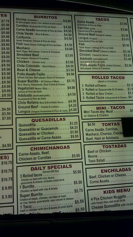 Menu at El Forastero Méxican Food fast food, Stockton, E Hammer Ln