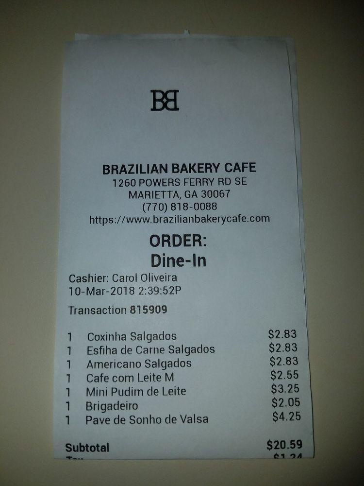 Menu at Brazilian Bakery Cafe, Marietta, Powers Ferry Rd Ste A
