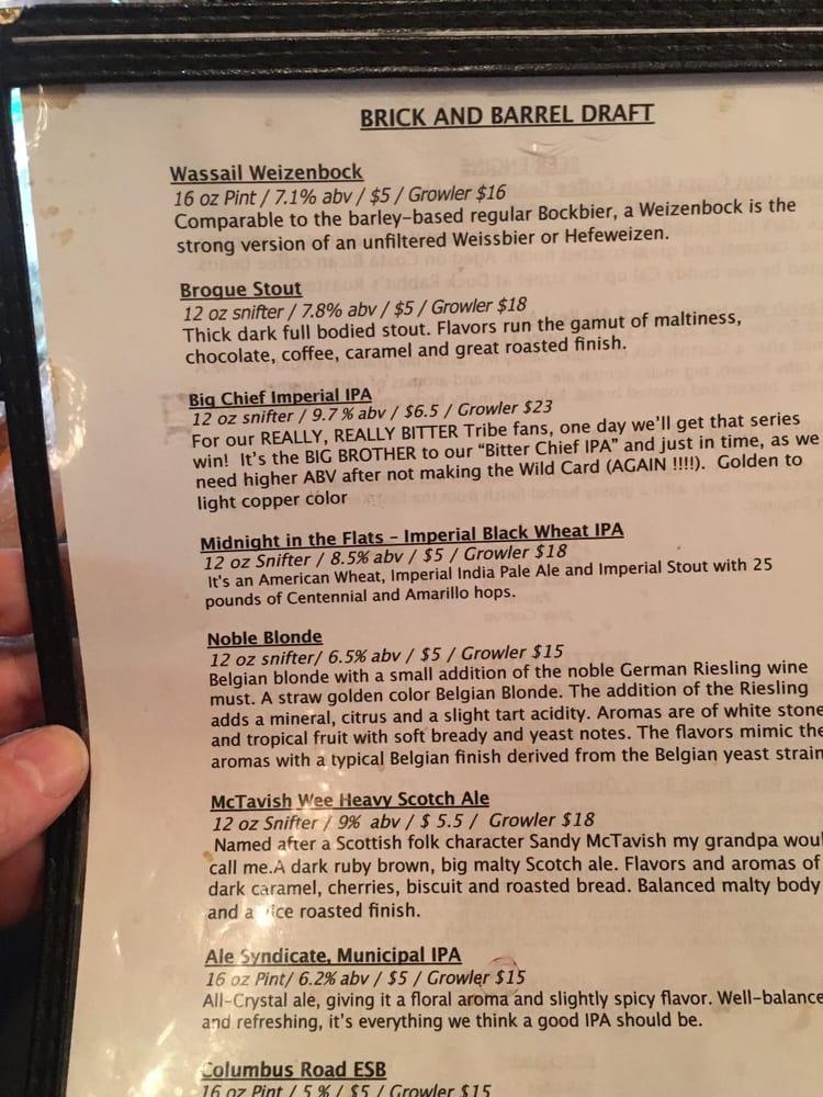 Menu at Brick And Barrel, Cleveland