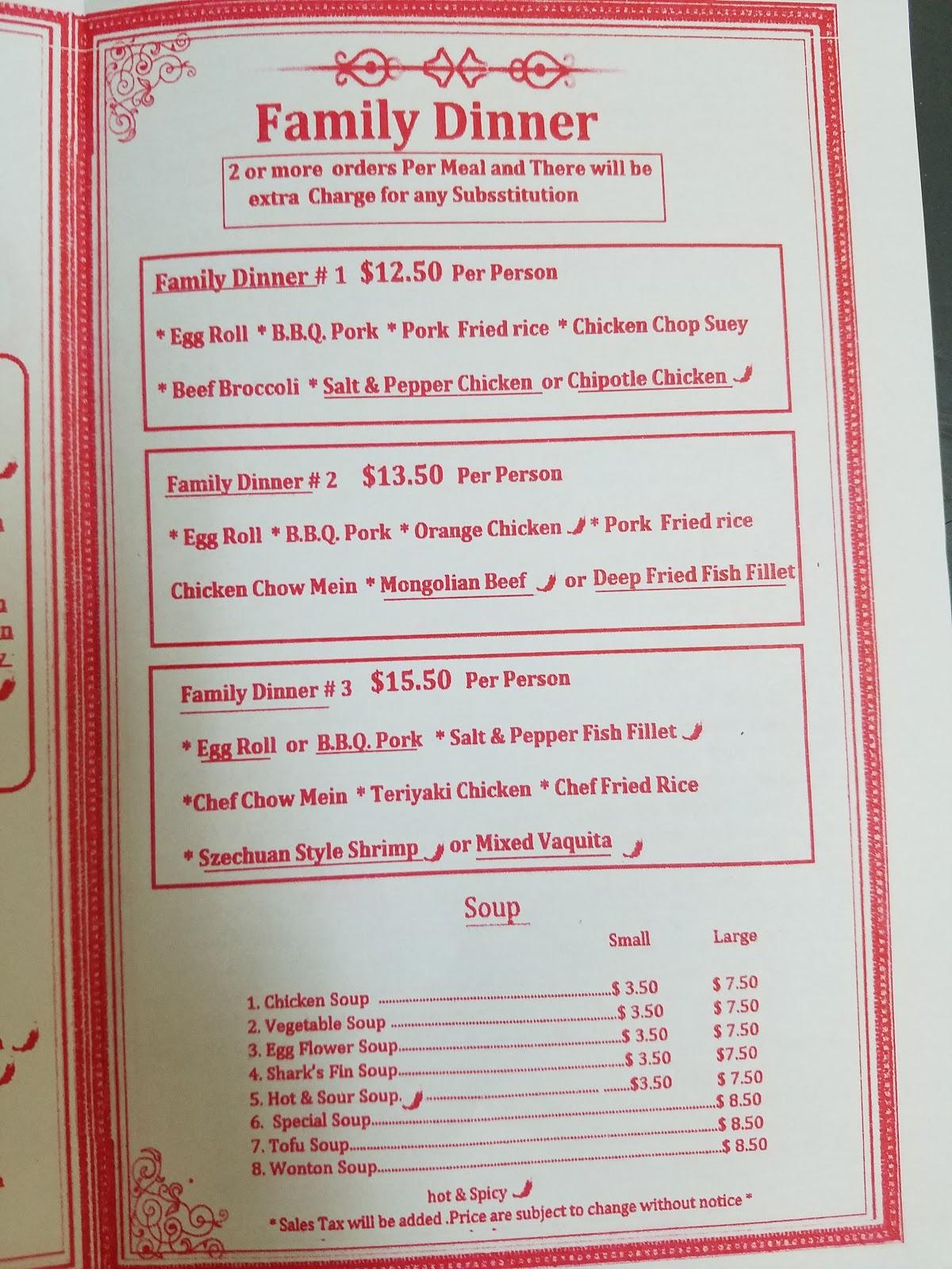Menu at Chef Lee's Food Express fast food, El Centro