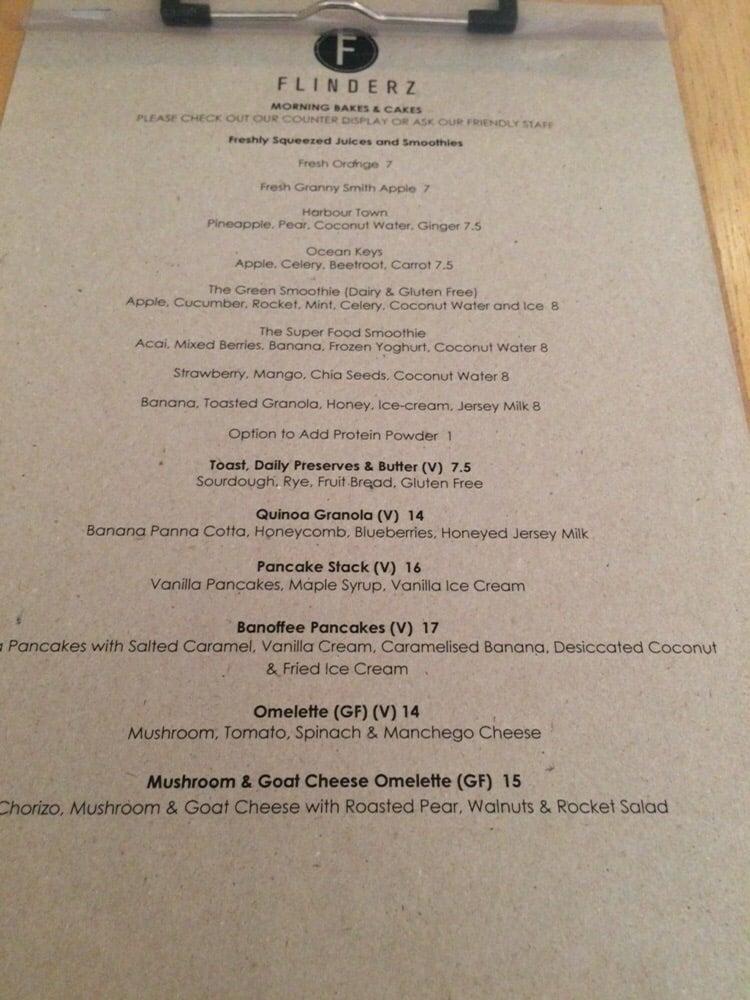 Menu at Flinderz Cafe & Restaurant, Hillarys