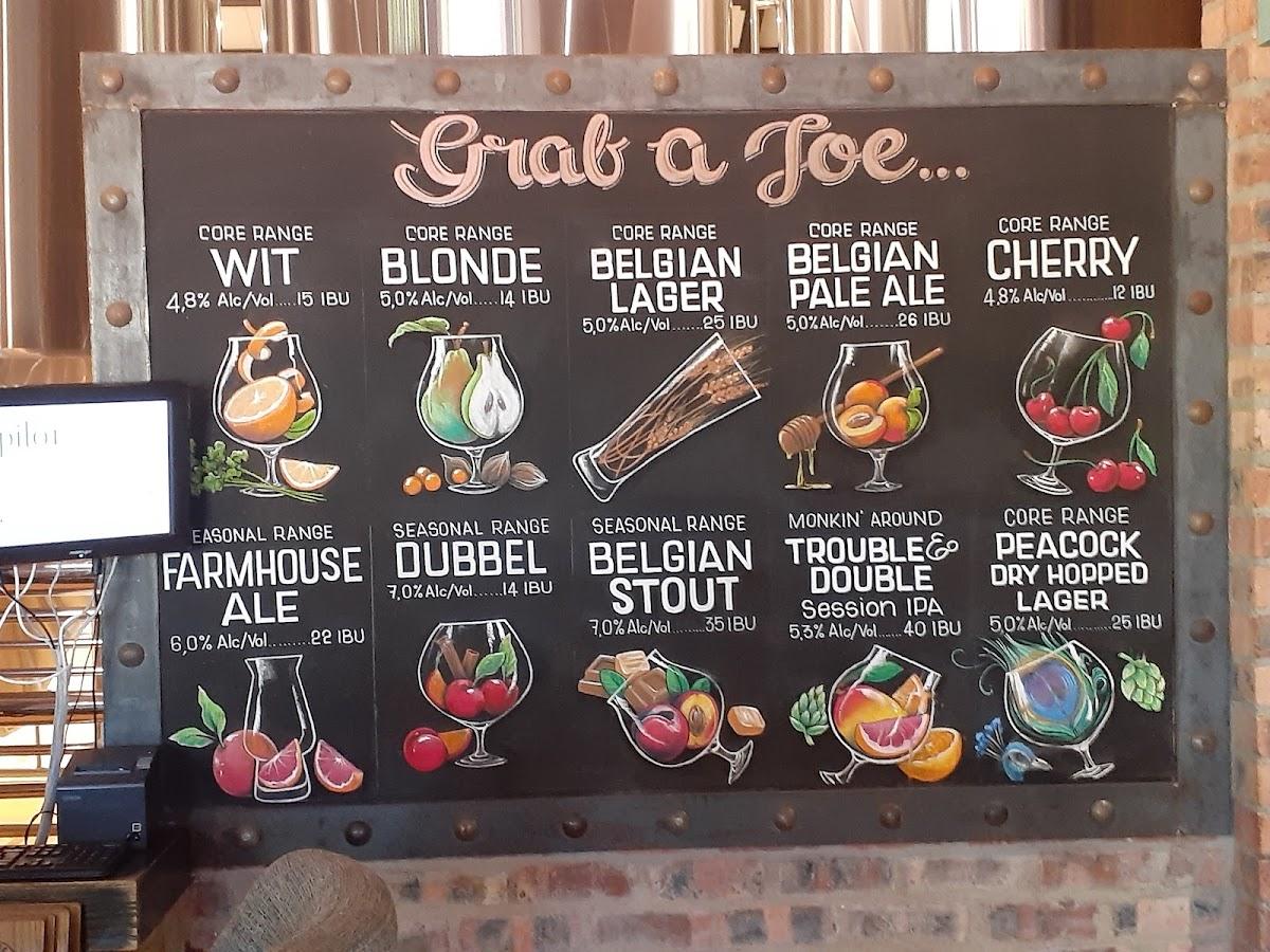 Menu at Hey Joe Brewing Company restaurant, Franschhoek