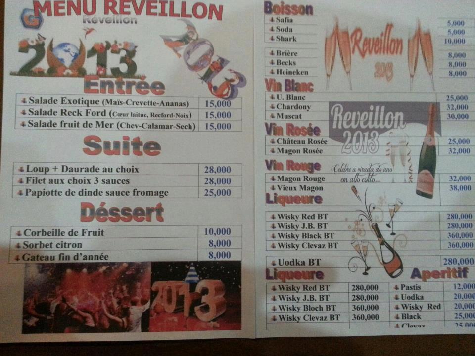 Menu au Le palais Tunis restaurant, Tunis