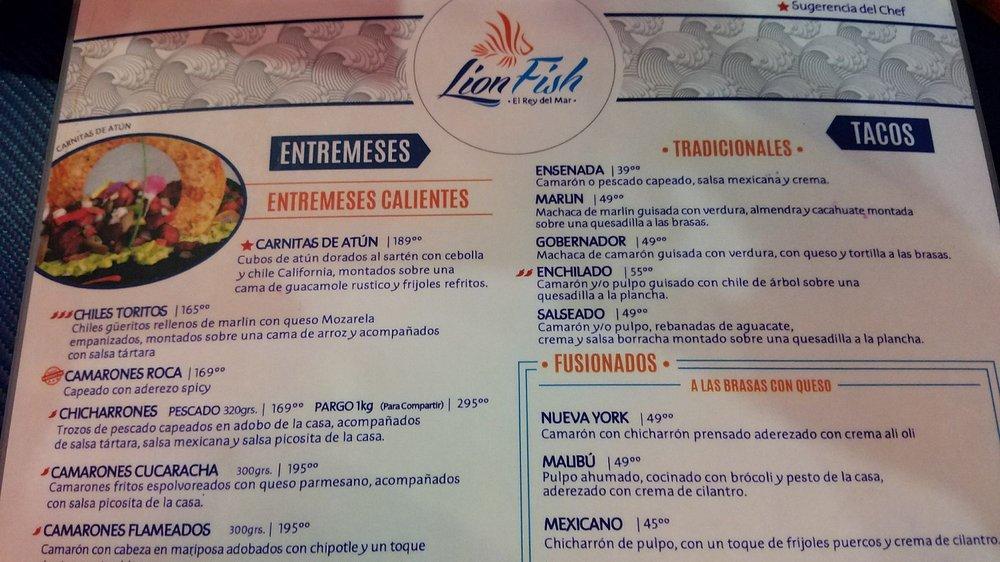 Carta del pub y bar Lion Fish, Tijuana, Erasmo Castellanos Q. 1857