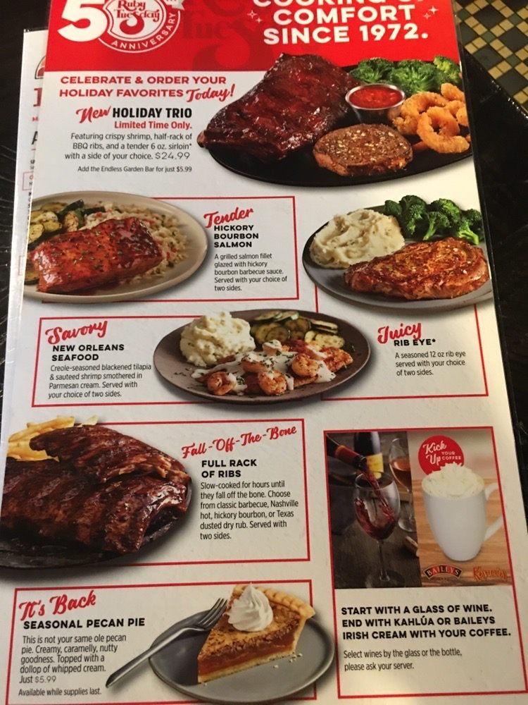 Menu at Ruby Tuesday restaurant, Lady Lake, Main St