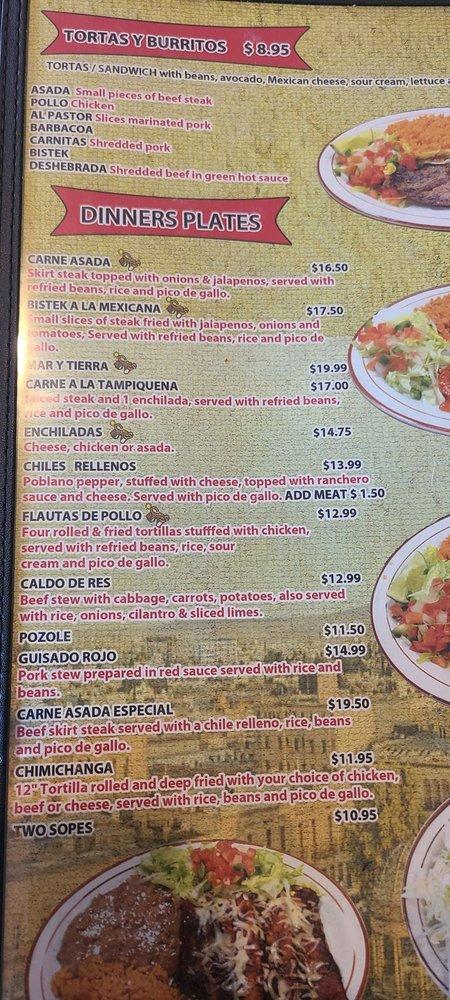 Menu at Taqueria Durango restaurant, Oklahoma City, SW 29th St