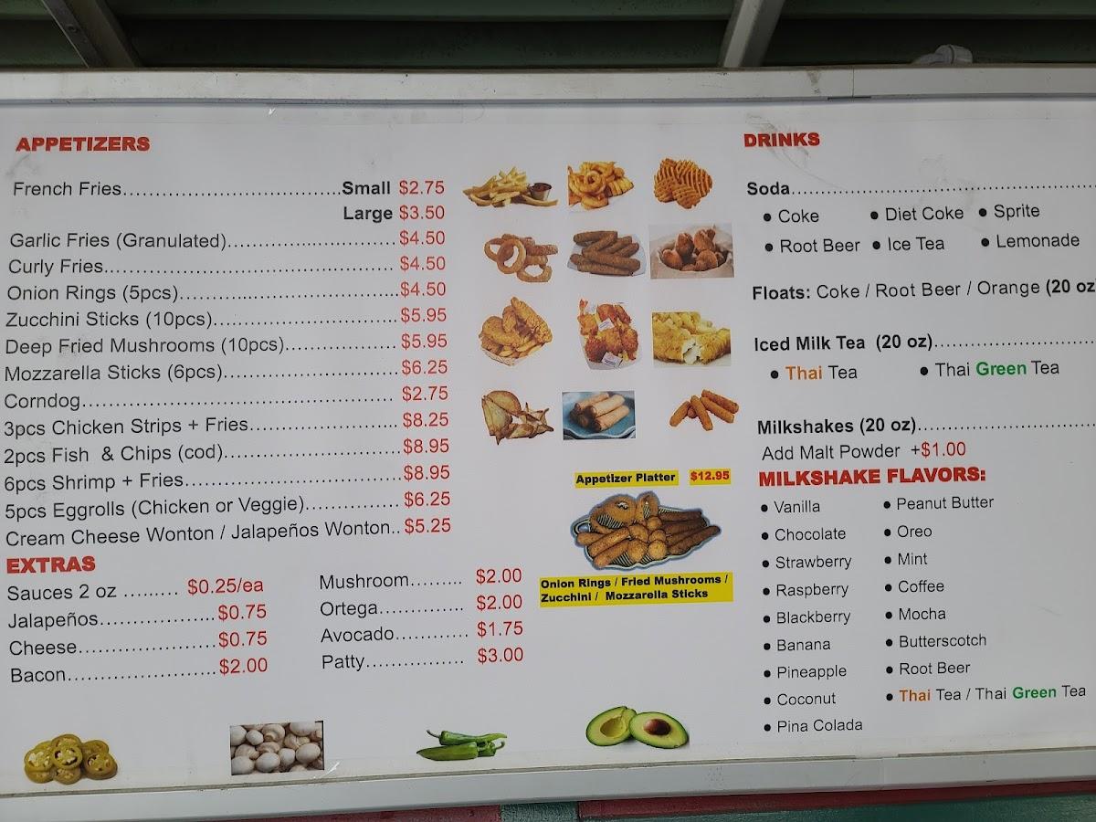 Menu at 101 Drive-In restaurant, Willits