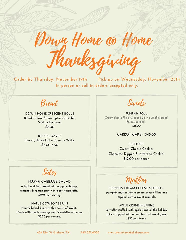 Menu at Down Home Bakehouse restaurant, Graham