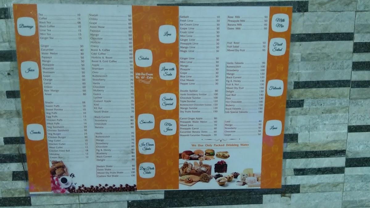 Menu at Edappally Bakery, Ernakulam, Toll Junction