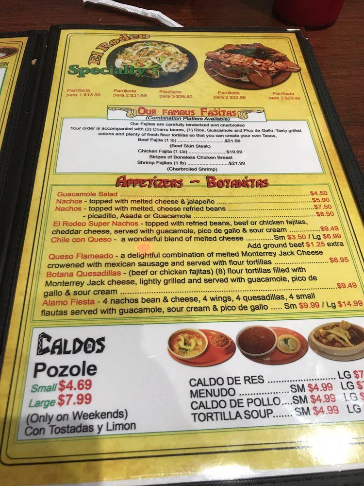 Menu at El Rodeo de Jalisco--Alamo Ranch Location restaurant, San ...