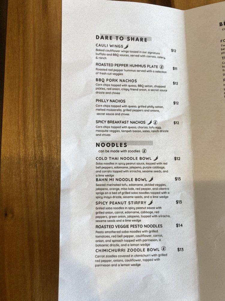 Menu at Flourish Plant-Based Eatery pub & bar, Evansville