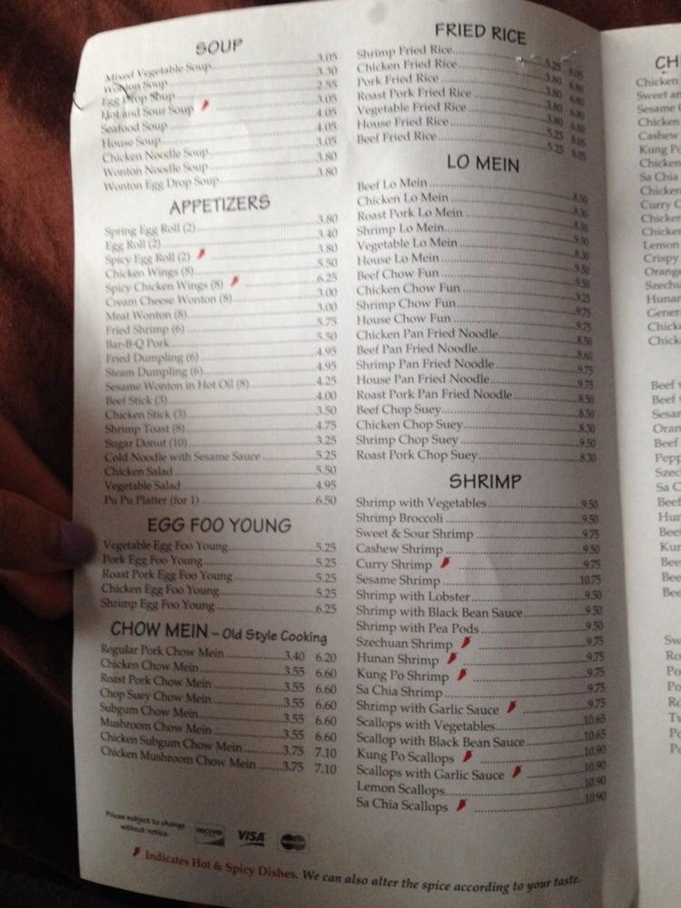 Menu at Ho King restaurant, Cottage Grove