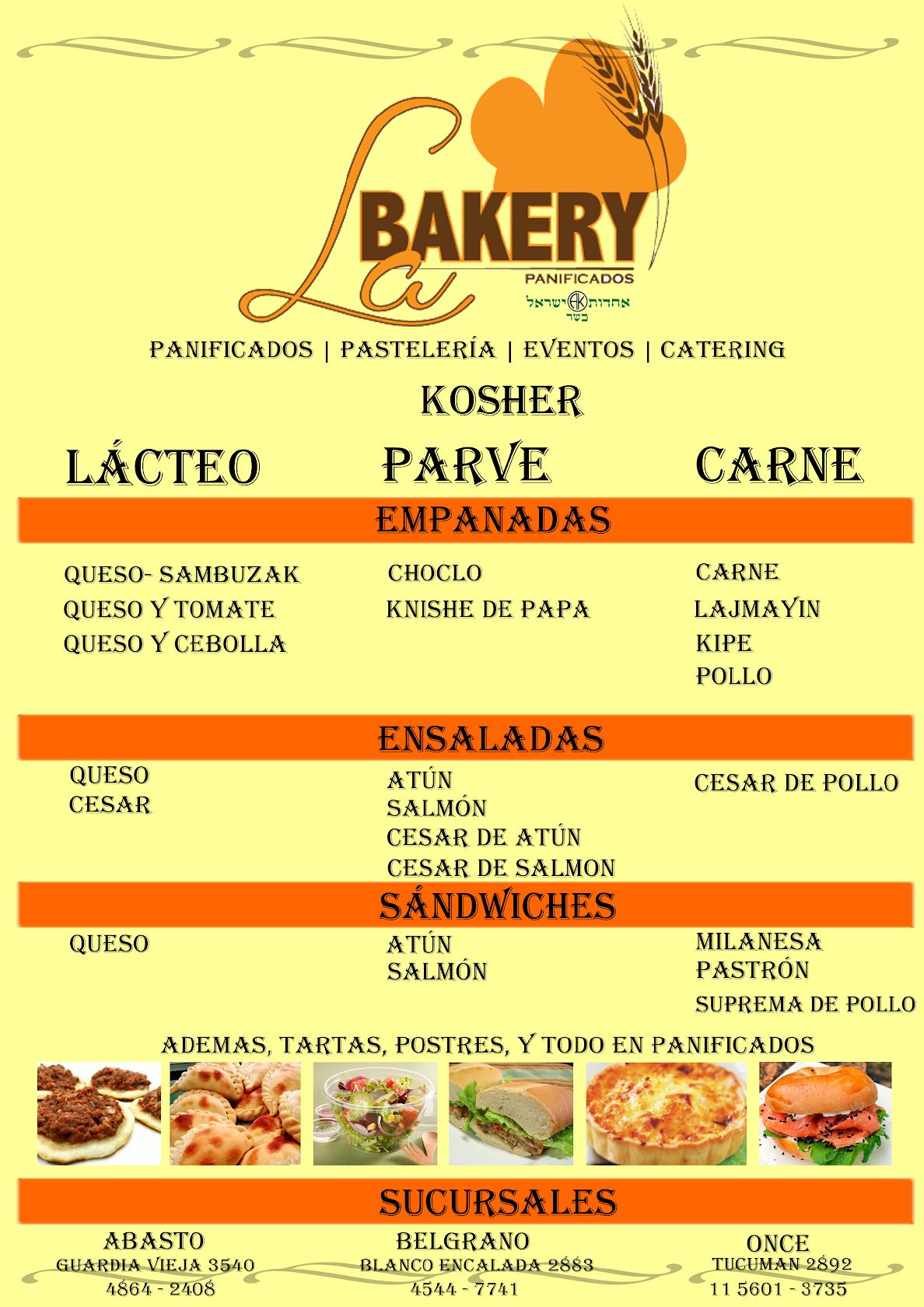 Menu at La Bakery Panadería y Confitería, Buenos Aires, Tucumán 2892