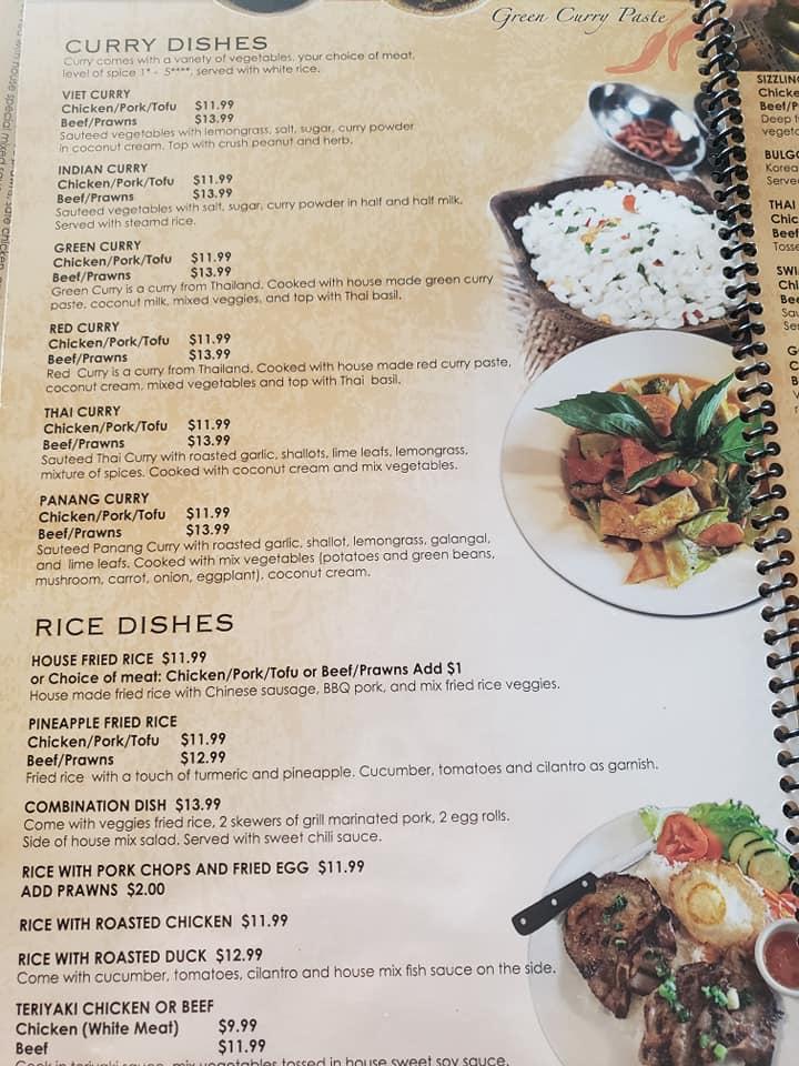 Menu at Lele East & West Thai Vietnamese Cuisine restaurant, Tacoma