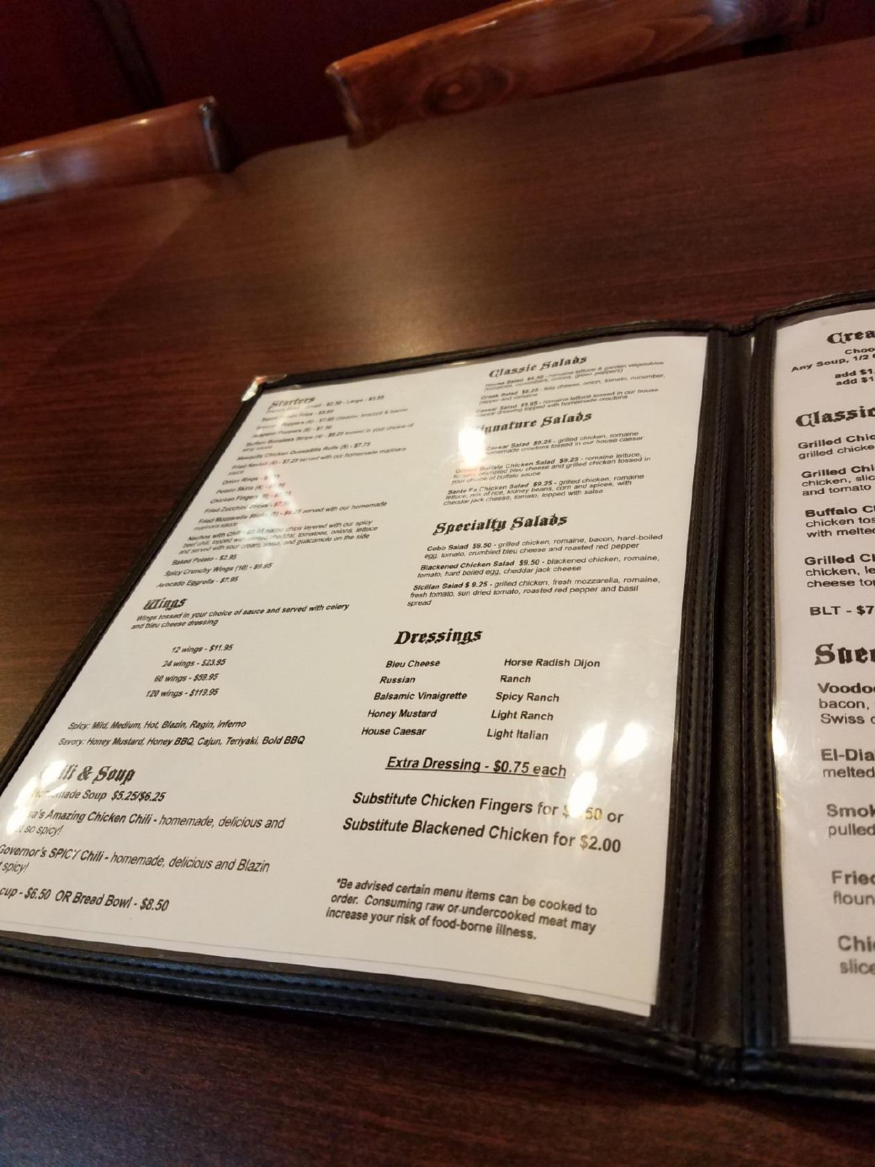 Menu at Lisa's Buffalo Grille restaurant, Greenlawn