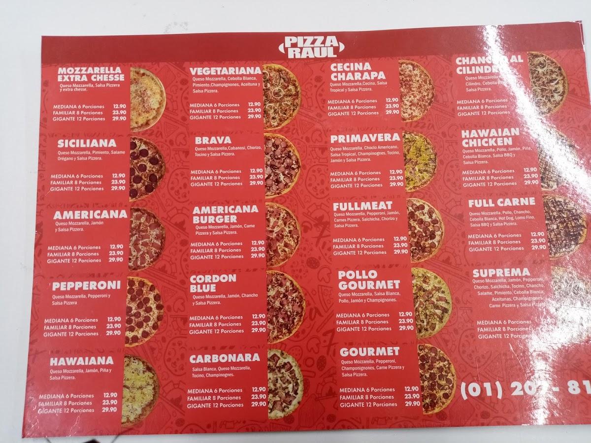 Menu at Pizza Raul restaurant, Lima, Cercado de Lima Avenida Perú 2458 ...
