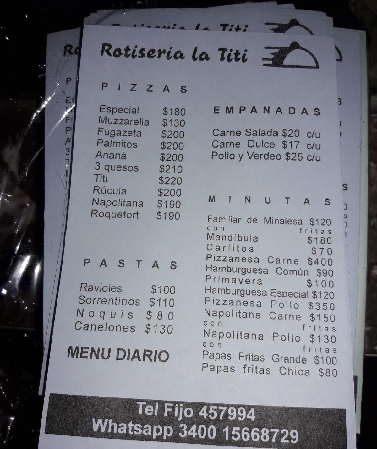Menu at Rotiseria "LA TITI" restaurant, Villa Constitución