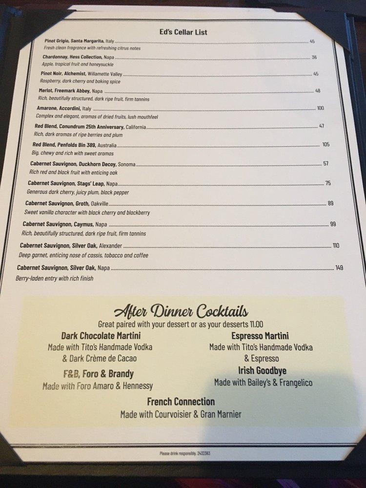 Menu at The Back Room Steakhouse, Apopka