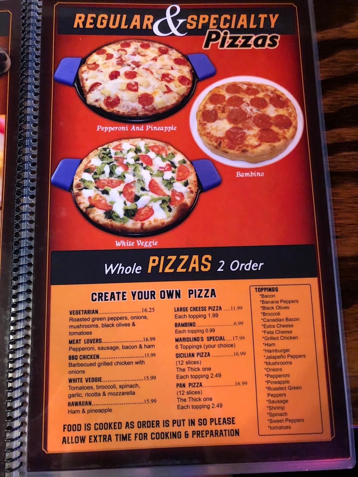 Menu at Mariolino’s Italian Cuisine restaurant, Hayesville
