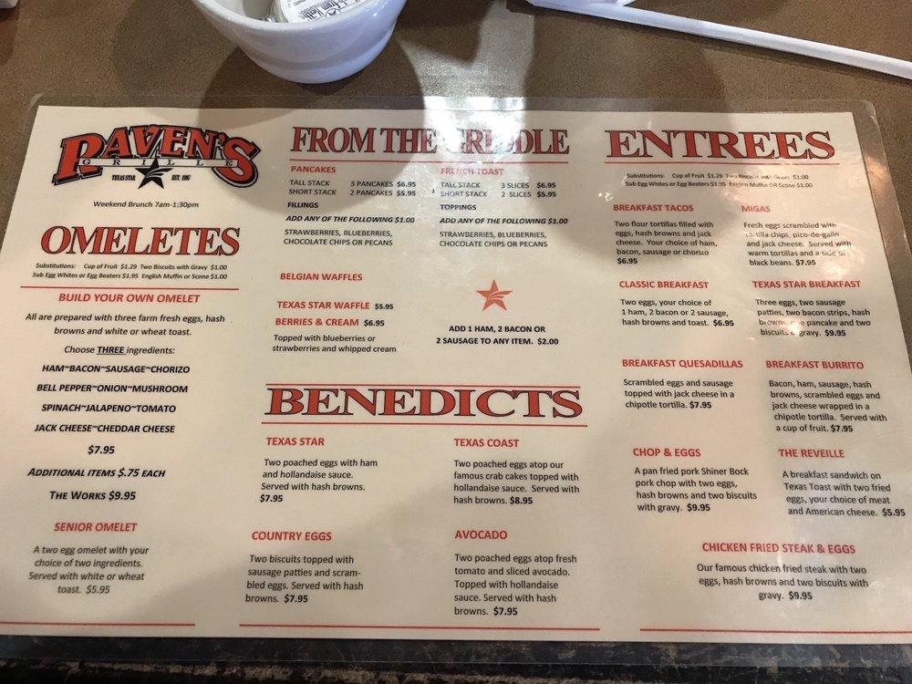 Menu at Raven's Grille restaurant, Euless, Texas Star Pkwy