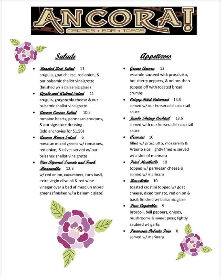 Menu at Ancora! pub & bar, Utica, 261 Genesee St