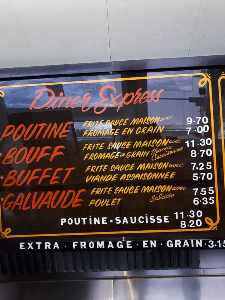 Menu au Buffet Bardy, Québec