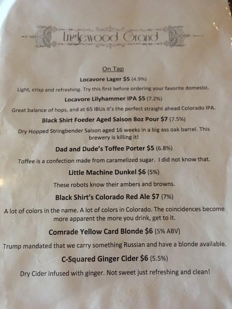 Menu at Englewood Grand pub & bar, Englewood