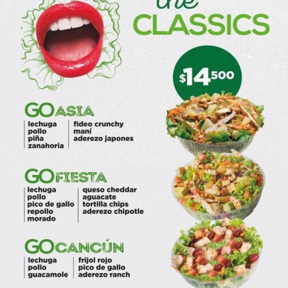 Carta del restaurante Go Green, Santa Marta
