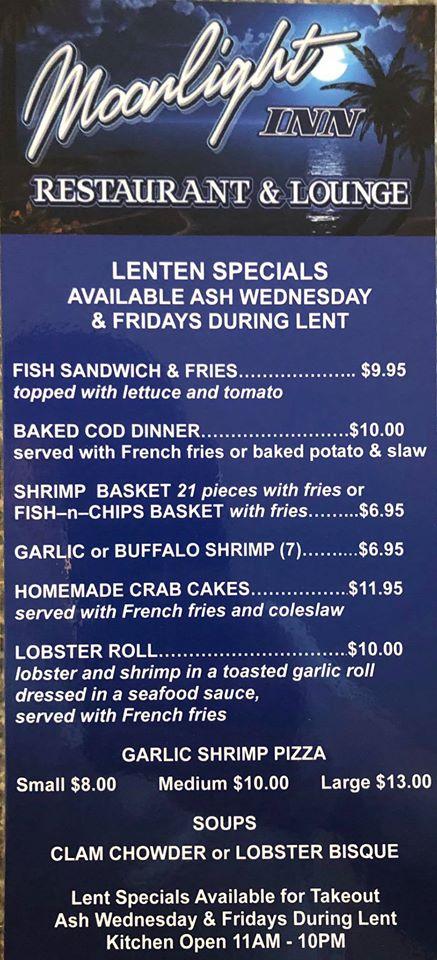 Menu at Moonlight Inn pub & bar, Vandergrift, La Belle Vue Rd