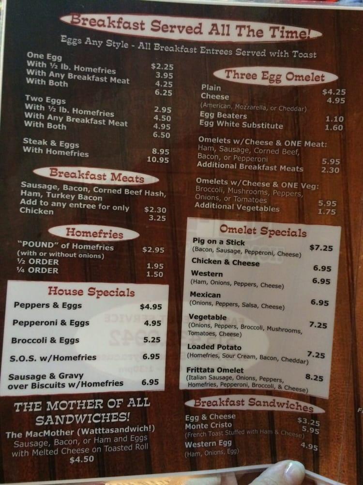 Menu at Mother's Cupboard restaurant, Syracuse