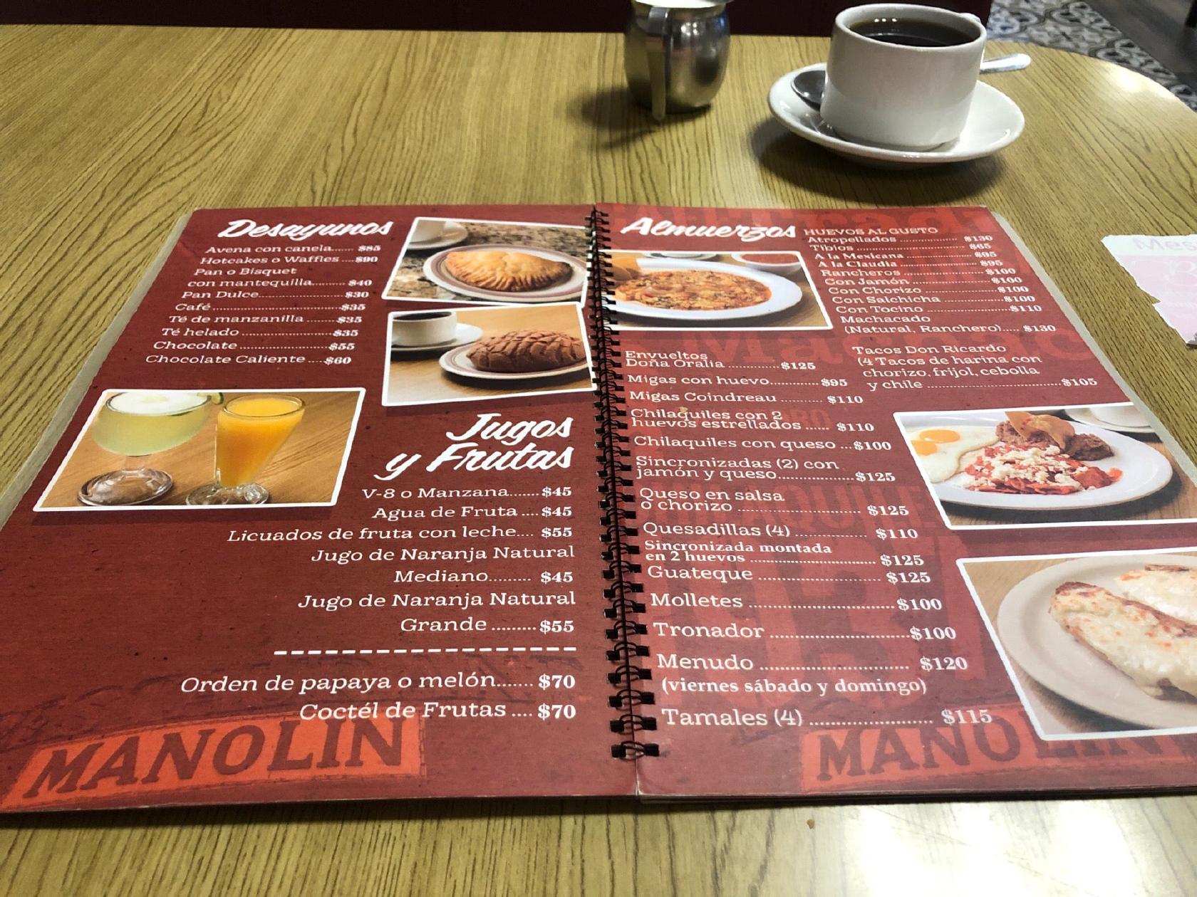 Carta de Restaurante Manolín - Madero, Monterrey, Av. Francisco I ...