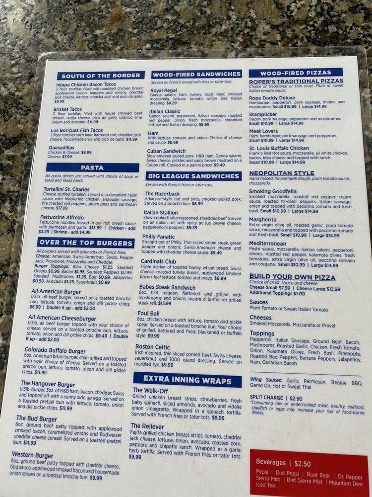 Menu at Ropers Regal Beagle pub & bar, Godfrey