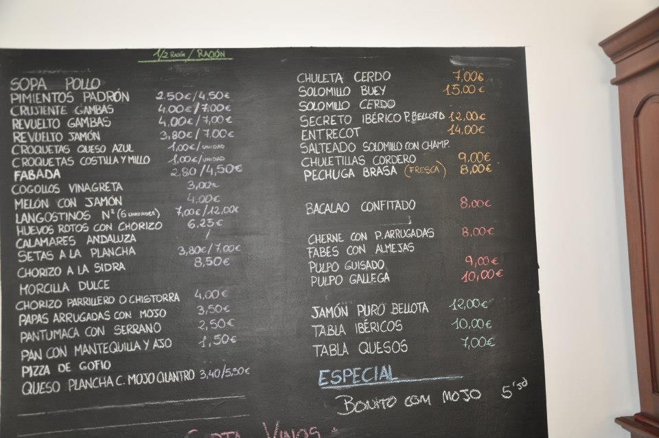 Menu at Tasca Don Alfredo restaurant, Adeje