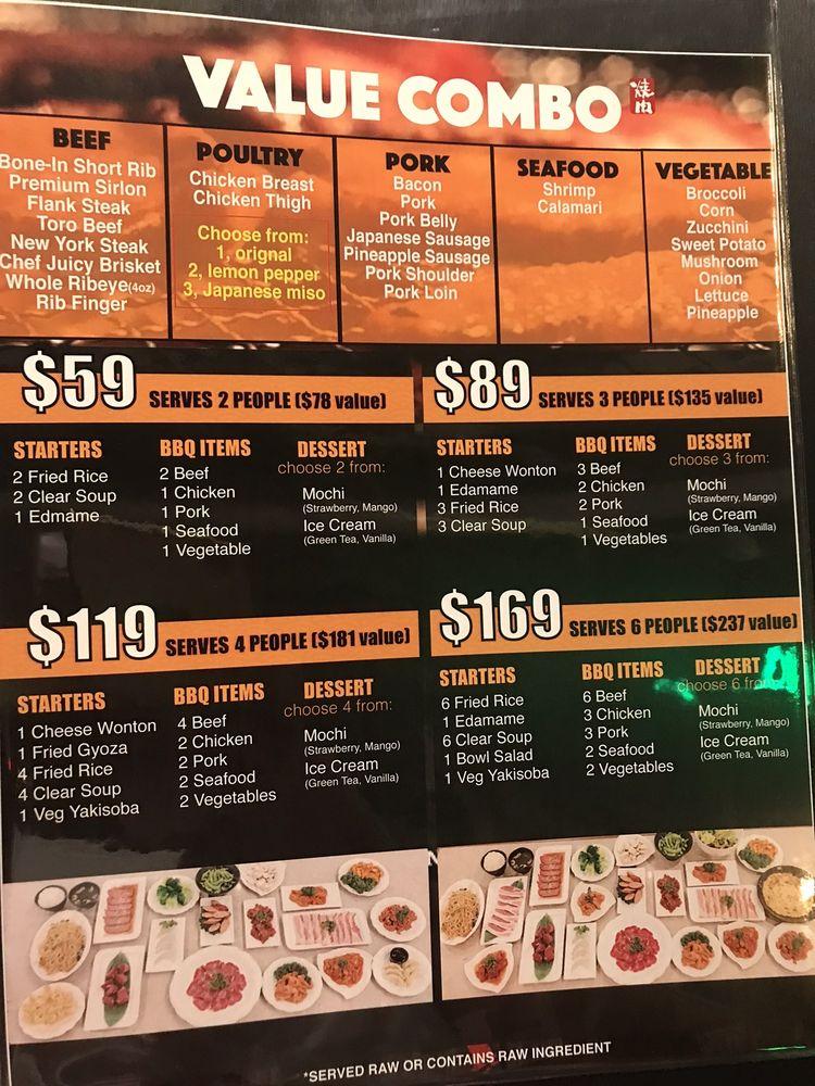 Menu at Yakiniku BBQ, Southaven