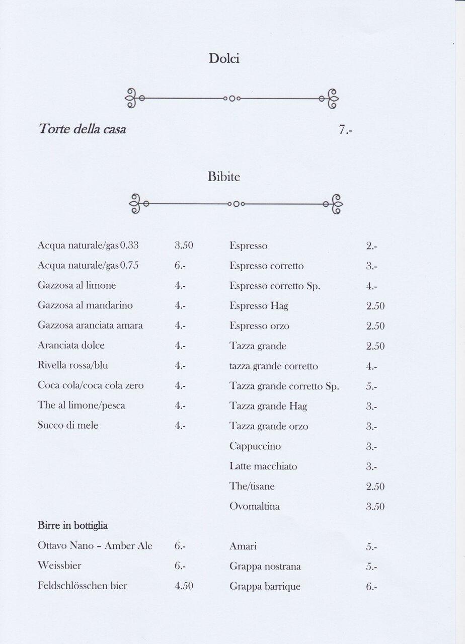 Menu da Antico Grotto Stevenoni, San Vittore