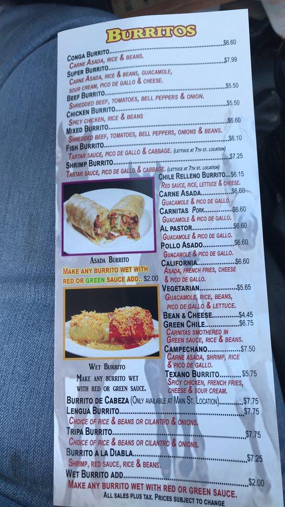 Menu at Los Alazanes Mexican Food restaurant, Barstow