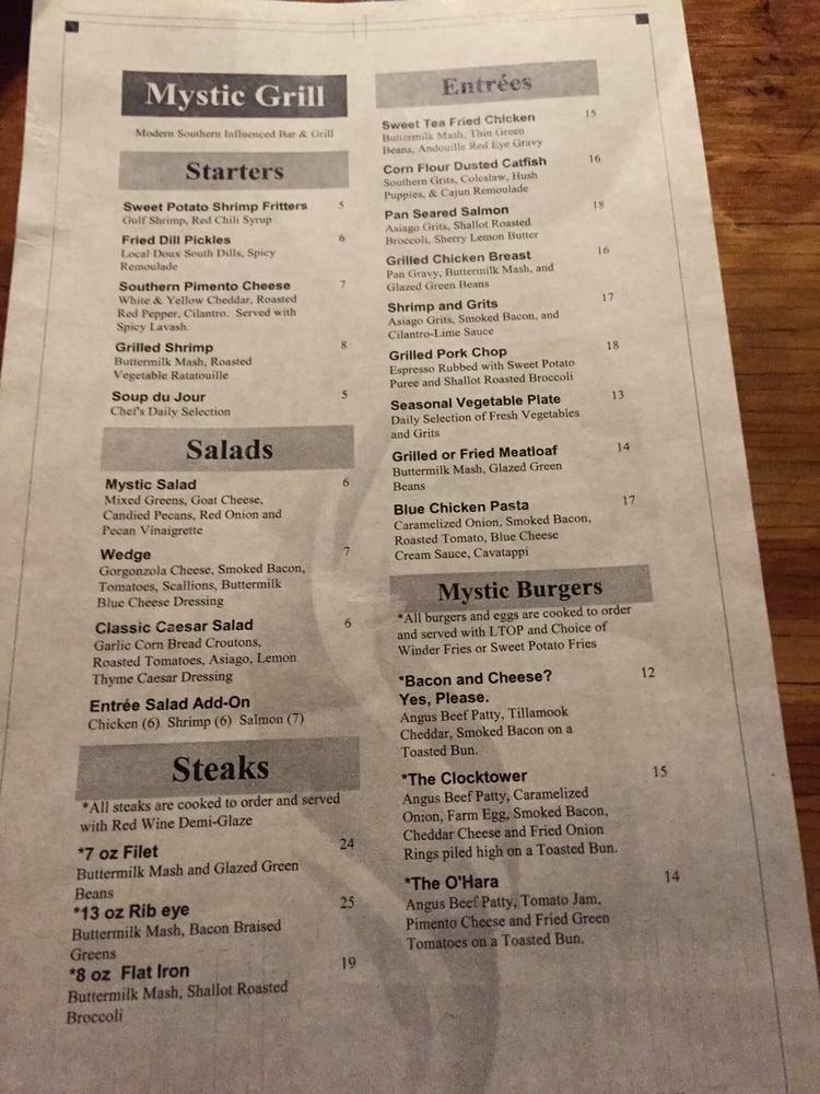 Menu at Mystic Grill pub & bar, Covington