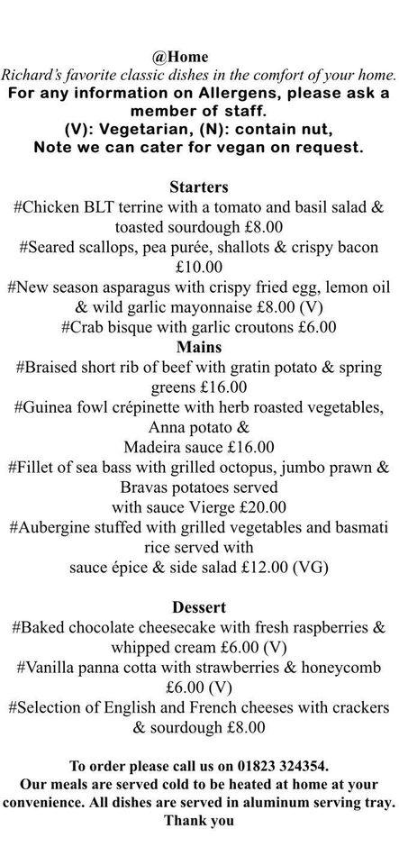 Menu at Augustus Restaurant, Taunton
