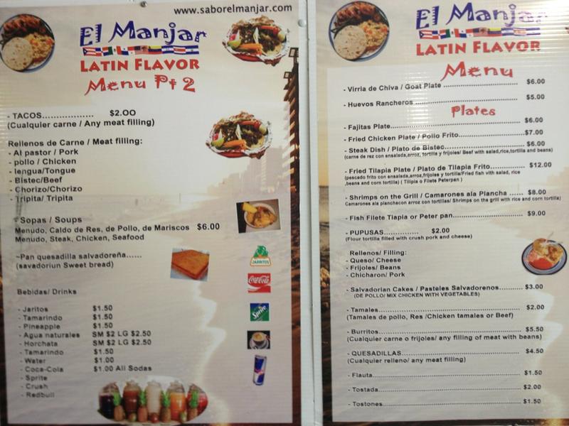 Menu at El Manjar restaurant, Tampa, N Armenia Ave