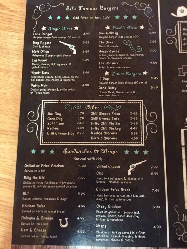 Menu at Ells Place restaurant, Cleburne