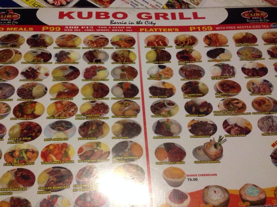 Menu at Kubo Grill restaurant, Baguio