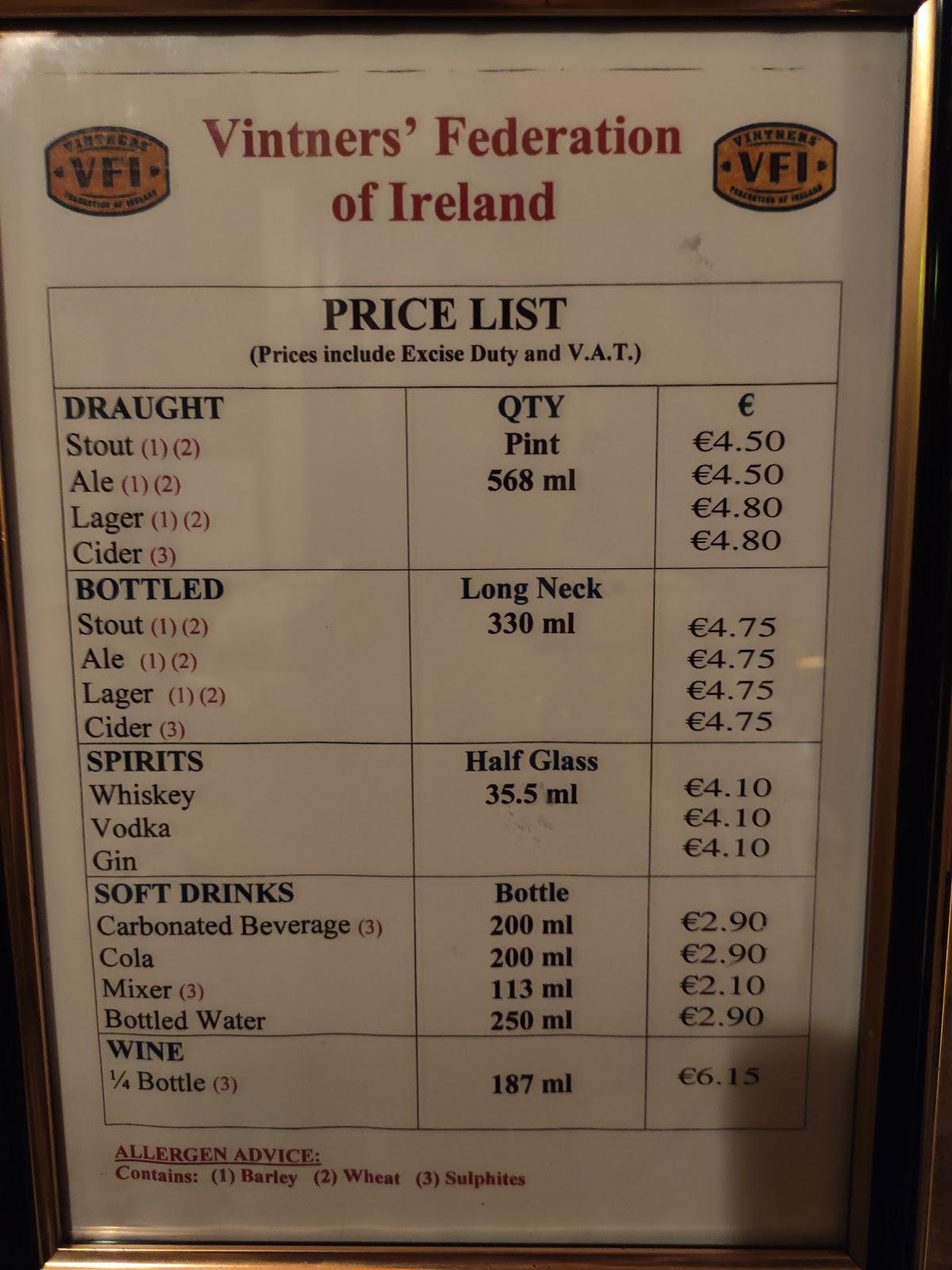 Menu at Reddys of Carlow pub & bar, Carlow