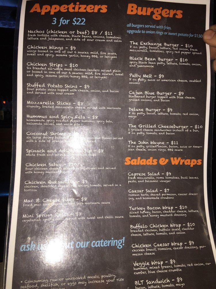 Menu at The Exchange pub & bar, Lansing