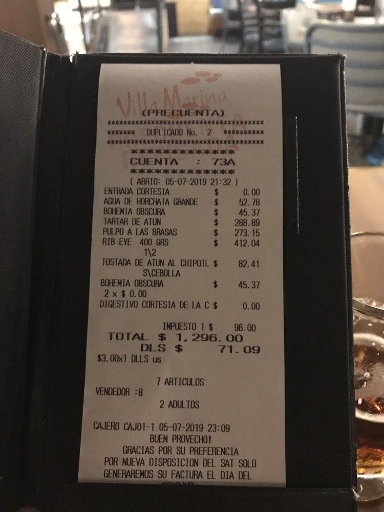 Menu at Villa Marina Restaurante Ensenada, Ensenada, Carr Tijuana-Ensenada km 104