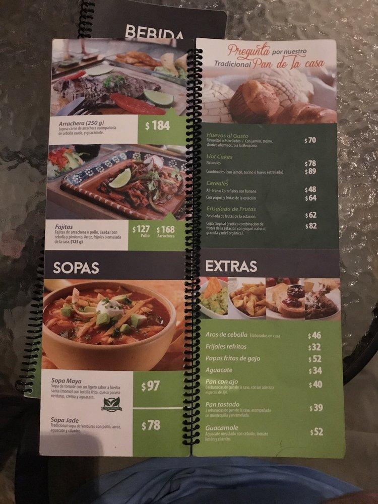 Menu at Café Jade, Palenque