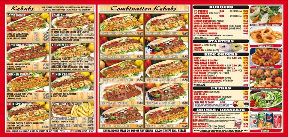 Menu at Kebab Elite fast food, Maidenhead