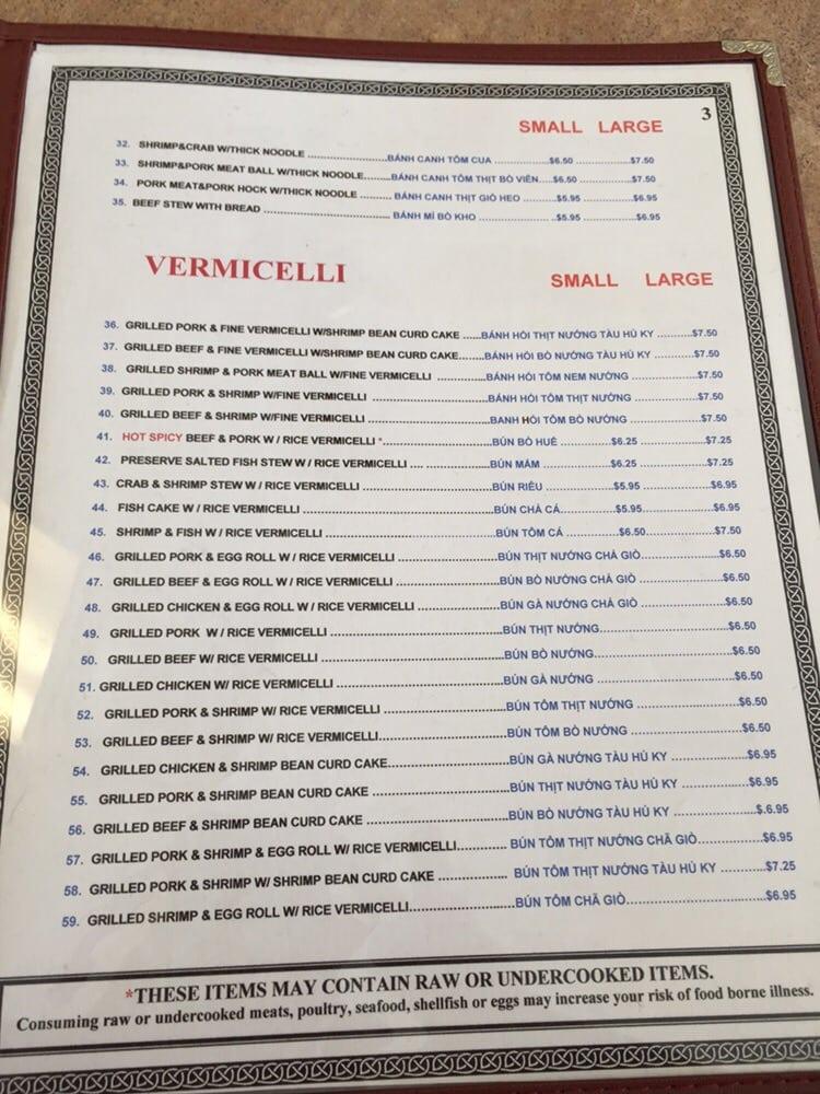 Menu at Pho King Eggroll II LLC restaurant, Goodyear