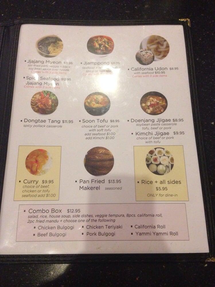 Menu at Soo's Korean Restaurant, Springfield