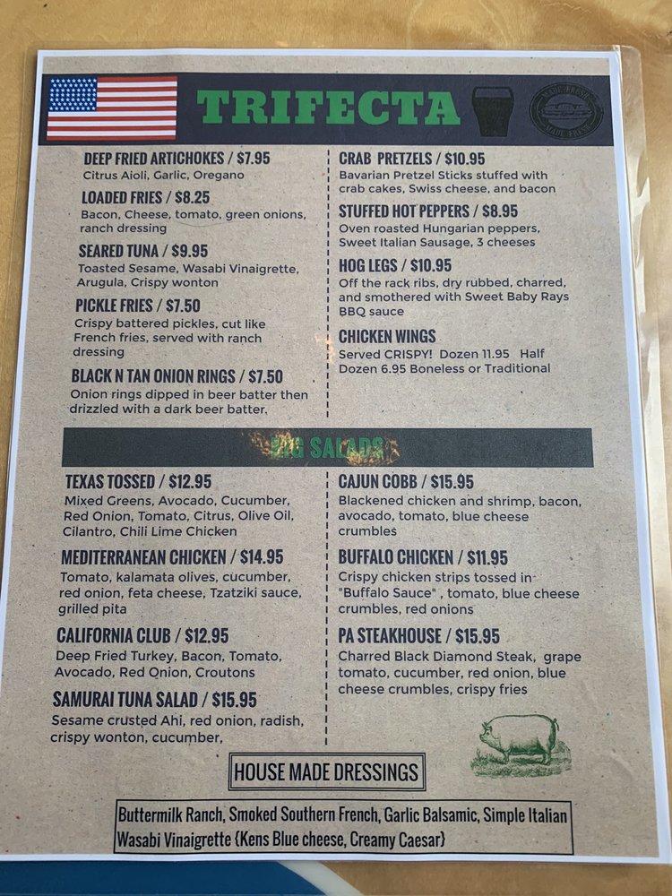 Menu at Trifecta pub & bar, Montoursville